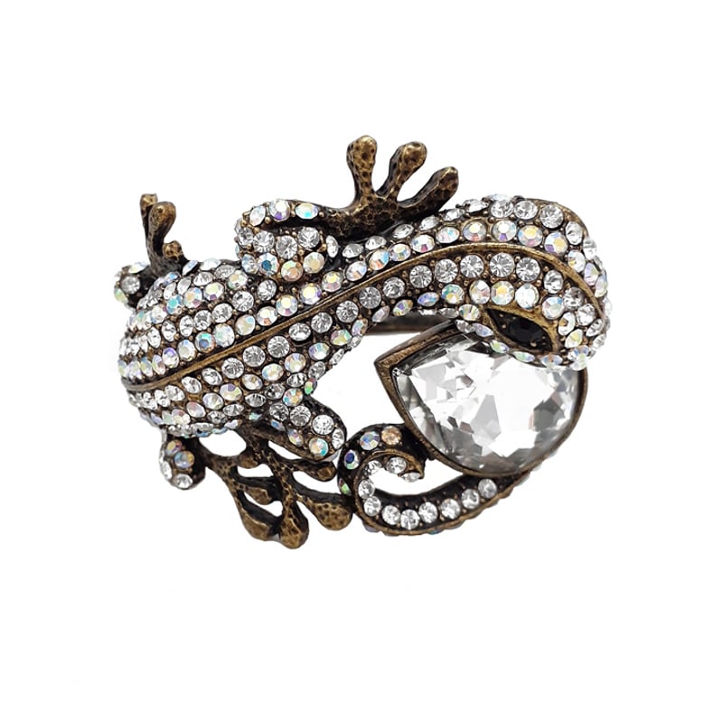VANE COLLECTION Pulsera brazalete mujer ancho gecko en cristales ...