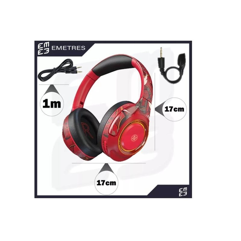 GENERICO Audífonos Gamer Bluetooth Inalámbricos con Micrófono - Rojo ...