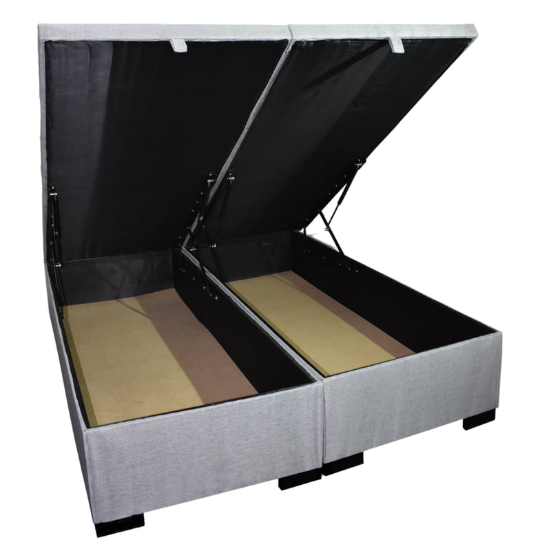 GENERICO Base de Cama Baúl 2 Plazas Lino Gris Oscuro Con Mecanismo ...