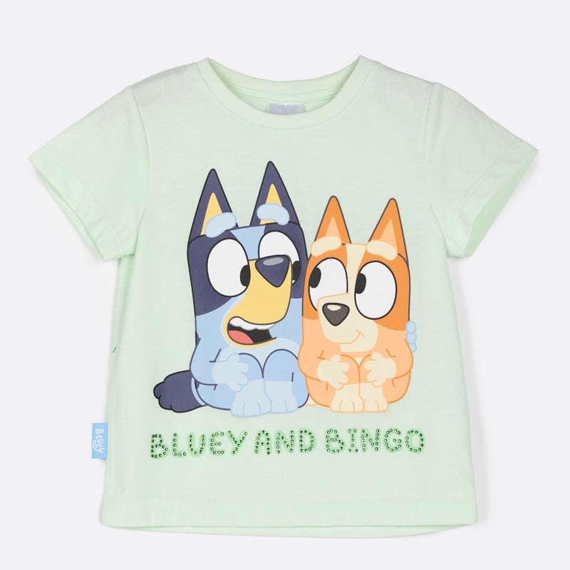 BLUEY Polera Manga Corta Niña Arcoiris Verde Bluey | falabella.com