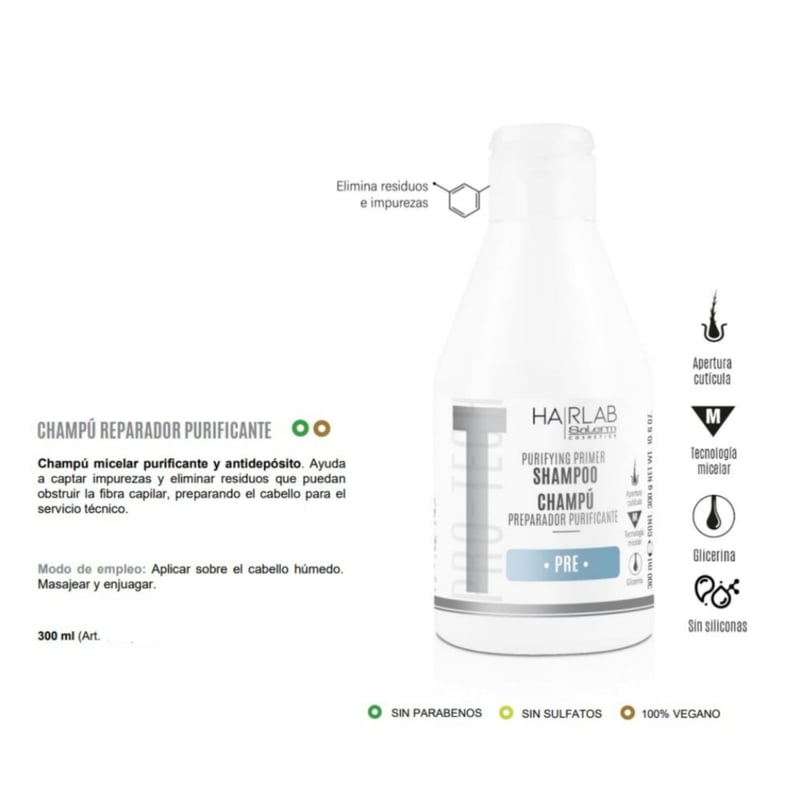 SALERM Salerm Hairlab Shampoo Pre Preparador Purificante 300ml | falabella.com