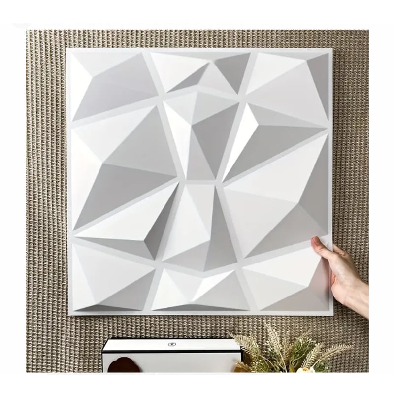 Pack 8 Lamina 4D Panel Decorativo PVC Diamante Blanco 50 x 50 cm ...