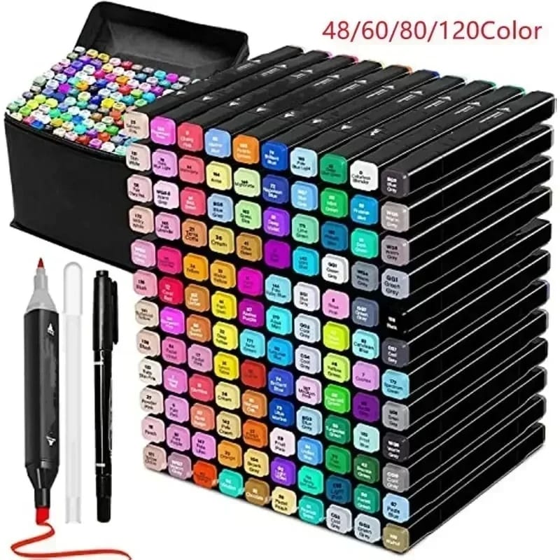 GENERICO Set de Plumones Rotuladores doble Punta calidad 120 pcs ...