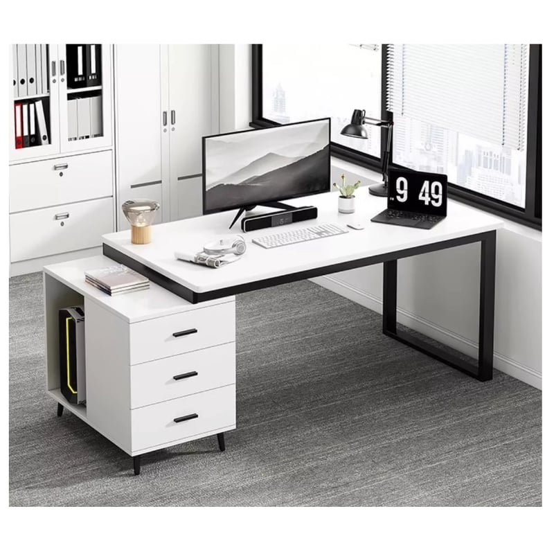 HOMER DESIGN Escritorio Moderno Con Cajoneras 120x60x75cm Para Oficina ...