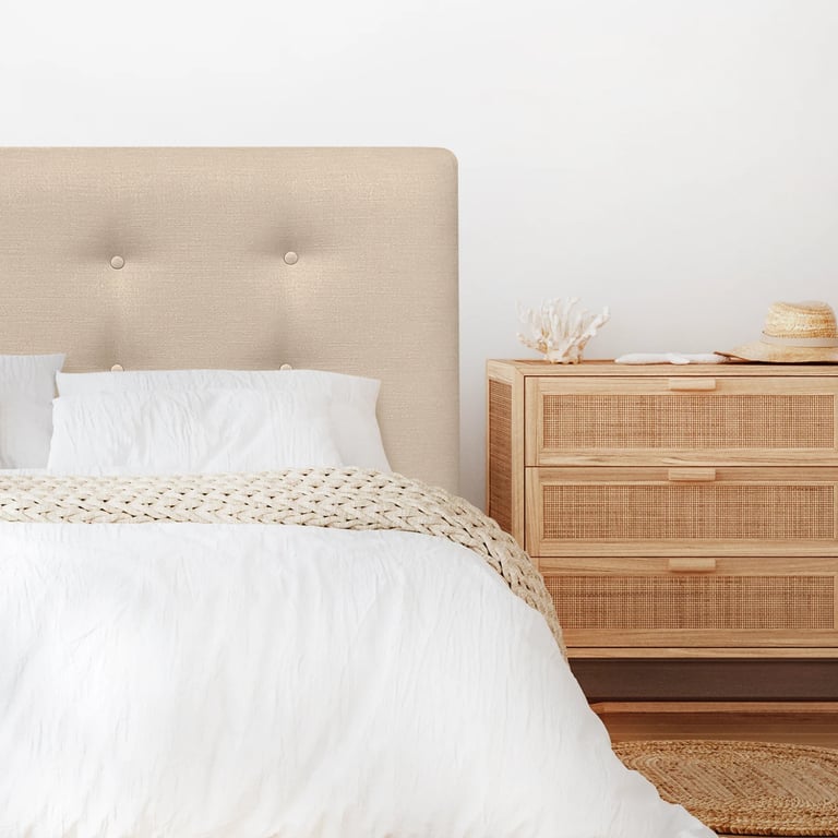 ESPACIO HOGAR Respaldo de Cama Botoné Premium Lino Beige King | falabella.com