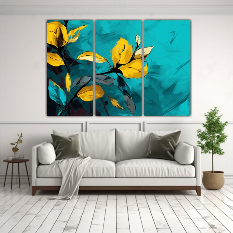 GENERICO Cuadros Amarillo Y Turquesa Neonoir En Espectacular Ambienta 120x80cm | falabella.com