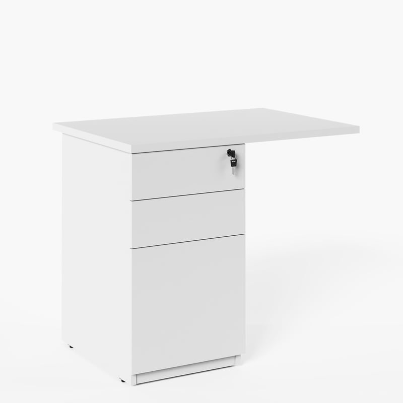 FORM OFFICE Escritorio Lateral Space 50x90 con cajonera melamina Blanco ...