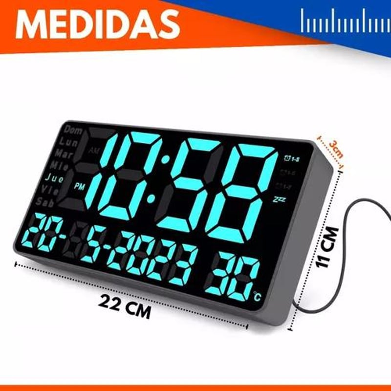 GENERICO Reloj Digital de Pared con LED Fecha y Temperatura Cuadrado ...