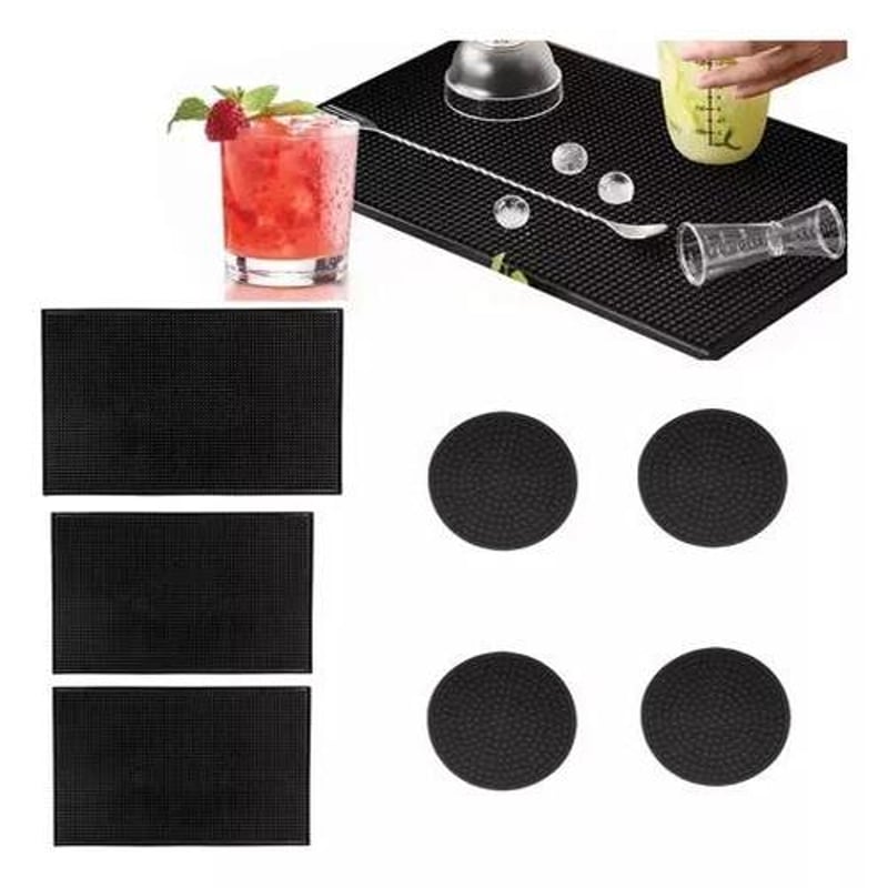 GENERICO Tapete de Bar Grande 7 Piezas con 4 Posavasos 45 x 30 cm ...