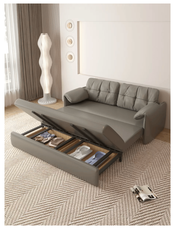 HOMER DESIGN Sofa Cama 140cm Cuero Sintetico Base De Fierro Almacenable ...