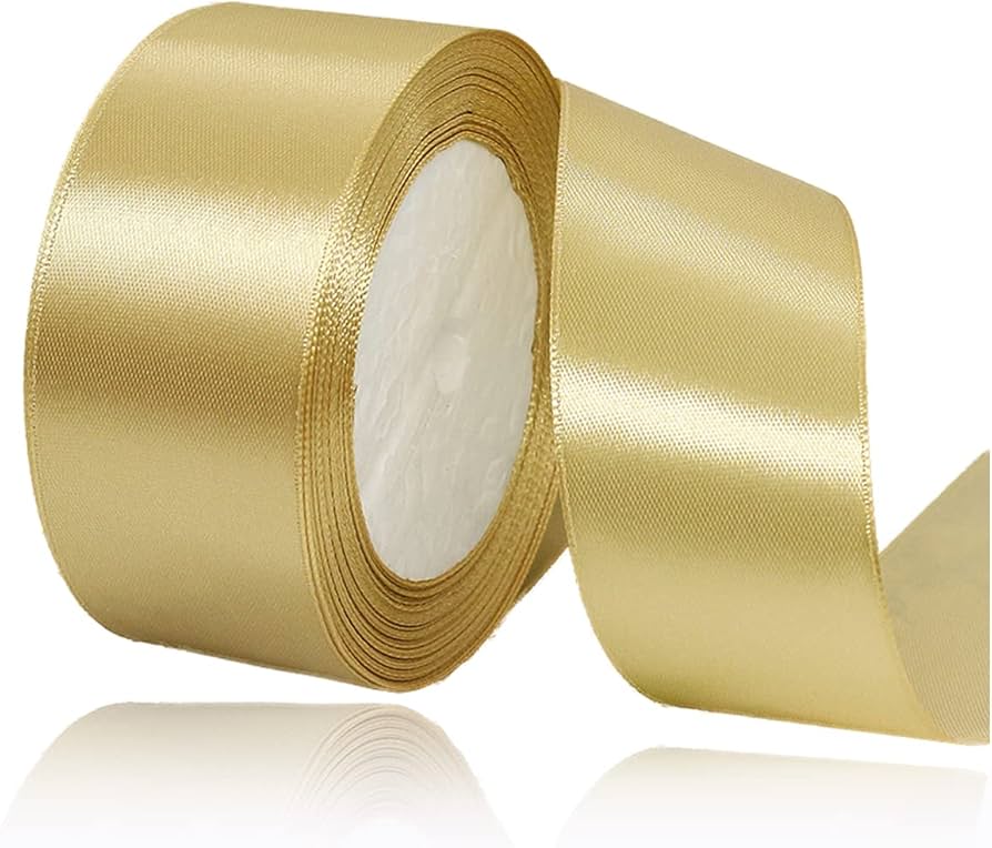 GENERICO cinta de raso de 3,8 cm de ancho y 10 metros dorado ...