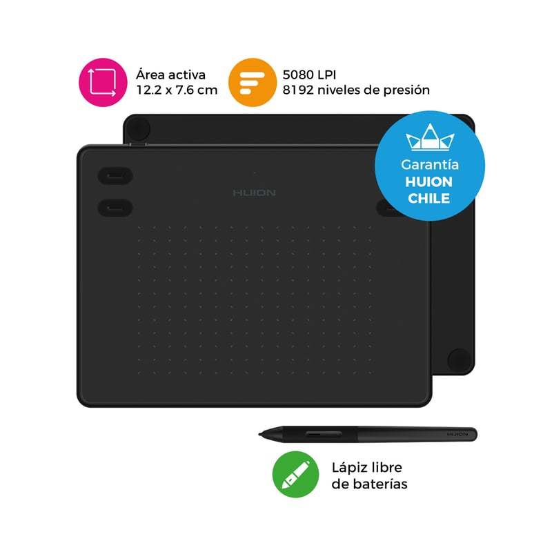 HUION Tableta Gráfica Digitalizadora Huion Inspiroy RTE-100 Black ...