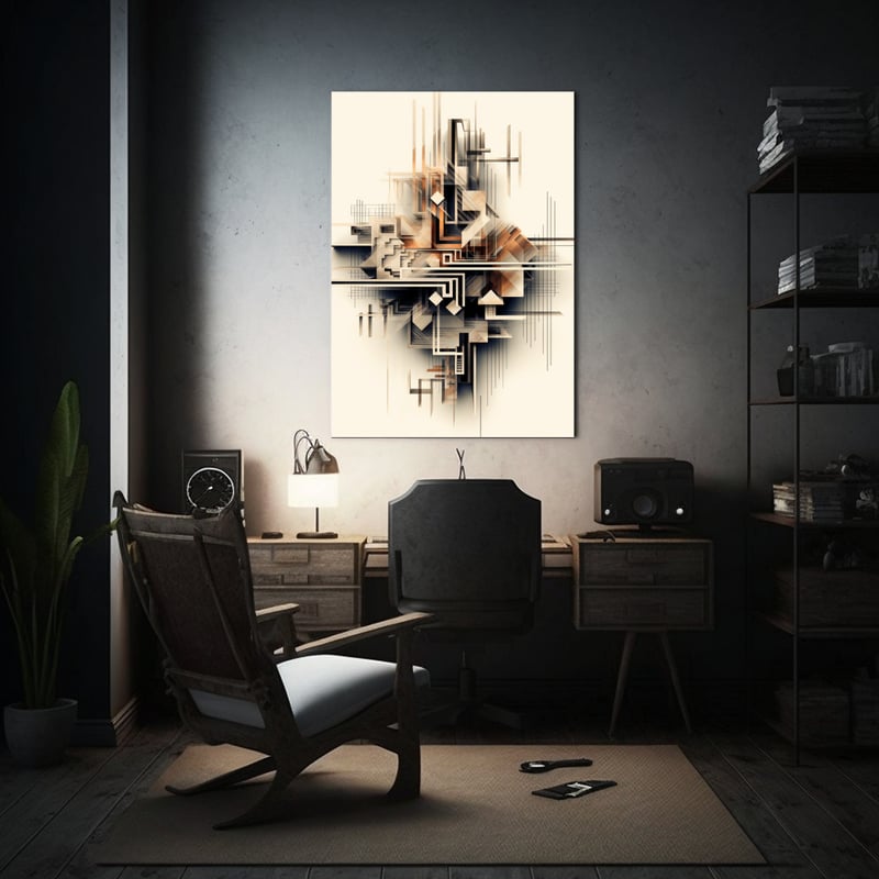 GENERICO Cuadro Arquitectónico Asimétrico De Tonos De Color Complet ...