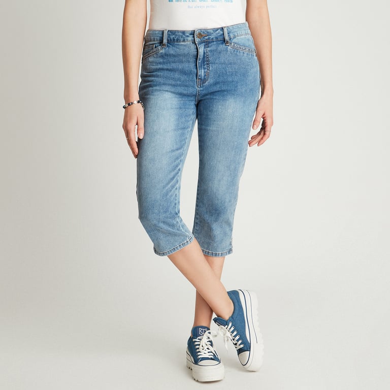 CURVI Jeans Crop Push Up Azul Medio CURVI | falabella.com