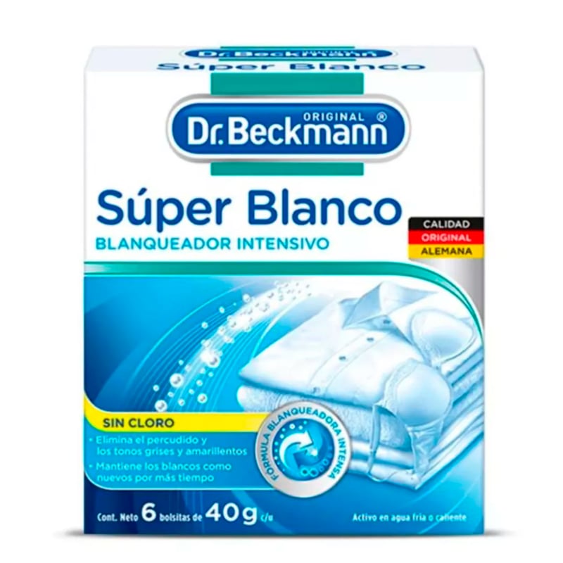 DR BECKMANN Dr Beckmann Super Blanco Blanqueador Intensivo 6 bolsitas ...