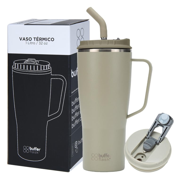 Vaso Termico Mug Tumbler Buffer 1Lt Acero Inox Frio Calor - Verde claro ...
