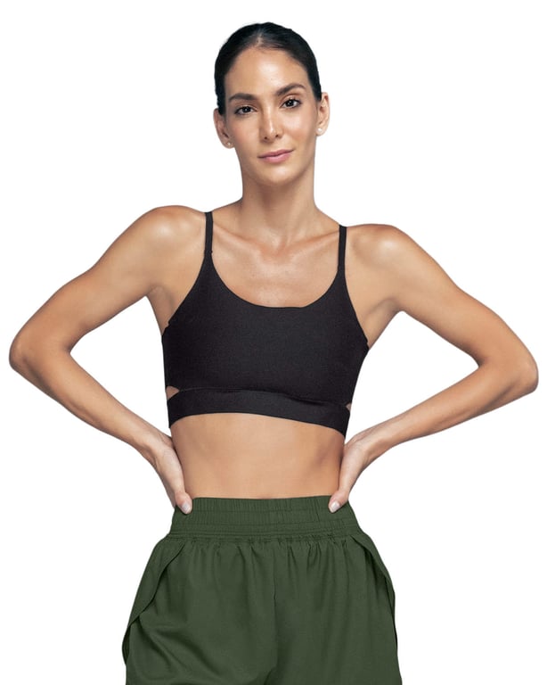 LEONISA Top deportivo con breteles cruzados 19AA12 Negro.- | falabella.com