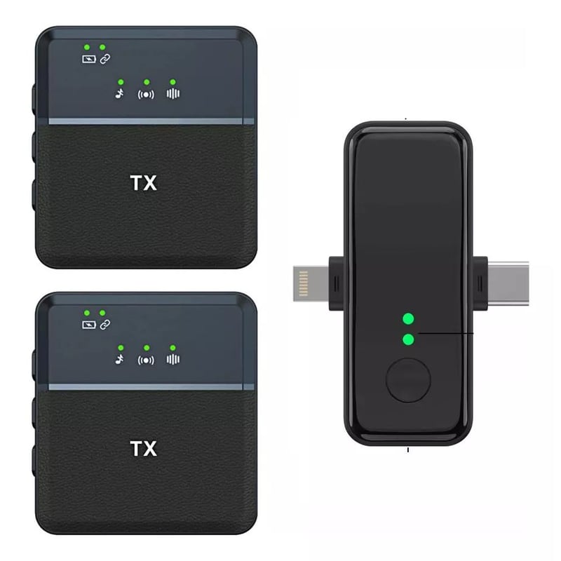 Micrófono De Solapa Inalambrico Doble Compatible iPhone Y Android ...