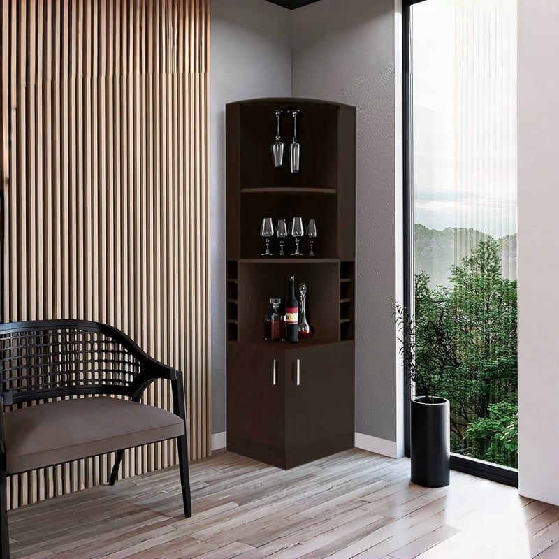 ELEMENT DESIGN Bar Esquinero Madera 180 cm con 4 Niveles Marrón Rústico ...