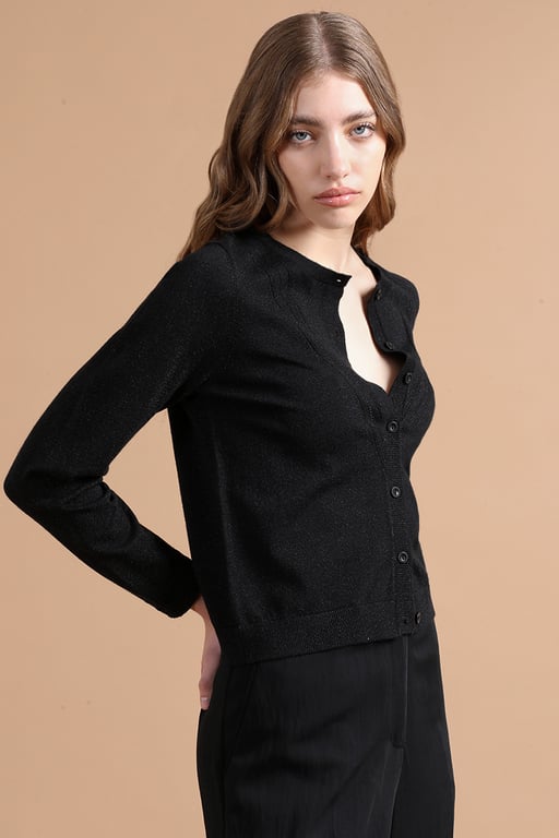 LIOLA Cardigan Tejido Punto Con Hilo Metalizado, Negro Liola ...