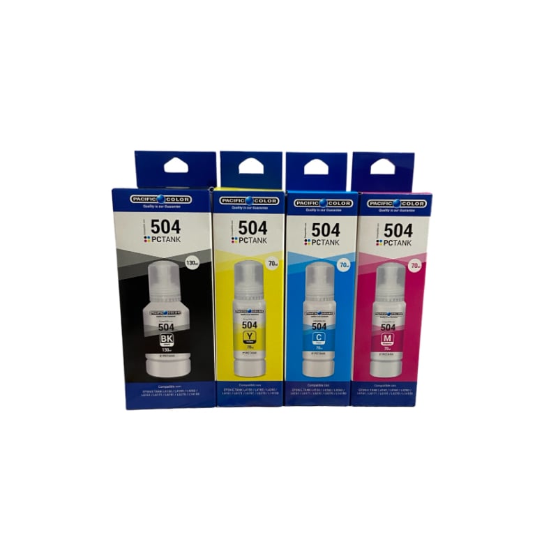 PACIFIC COLOR Pack 4 Tintas alternativas T504 Compatible EPSON ...