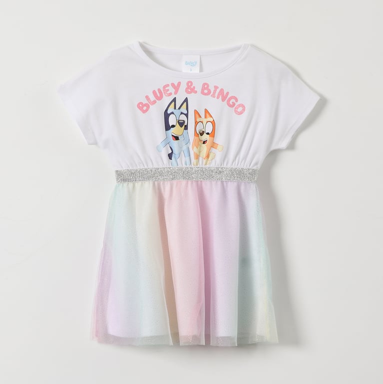 BLUEY Vestido Niña Arcoiris Bluey Blanco | falabella.com