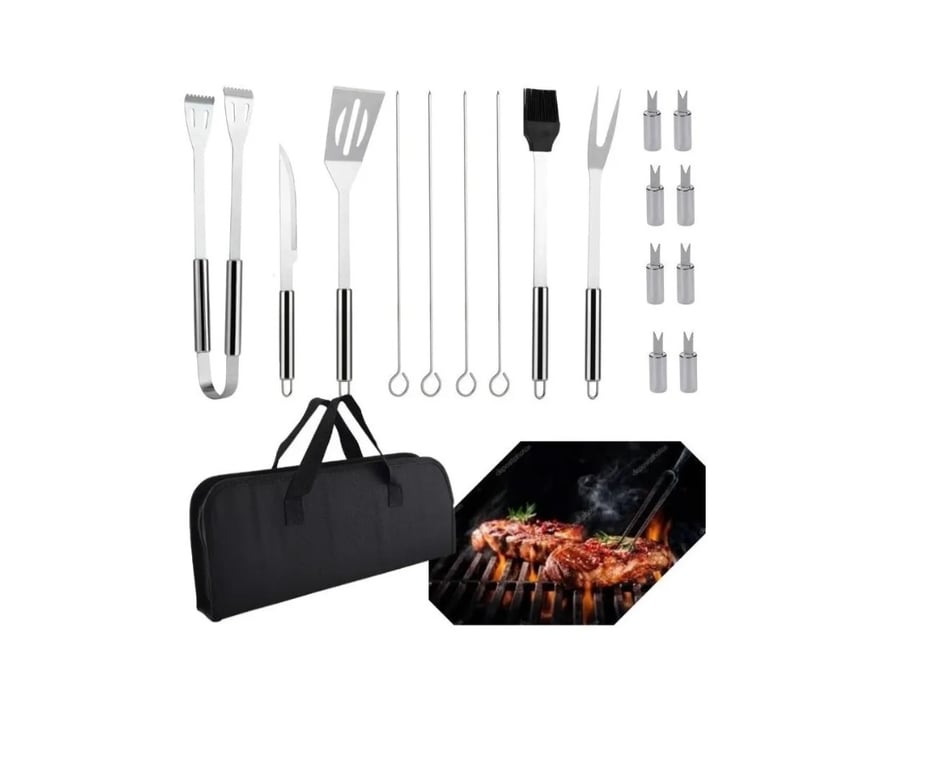 GENERICO Kit Parrillero Asado 17 Pcs Kit Accesorios Parrilla Barbacoa ...