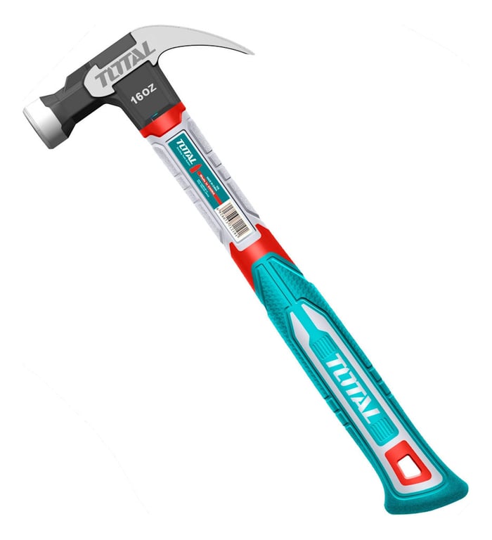 TOTAL Martillo Carpintero De Uña Mango Fibra Vidrio Magnetico 16 Oz ...
