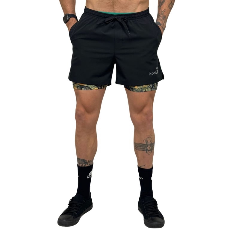 KONKO ACTIVE Short Deportivo Hombre Con Calza 2 en 1 Negro Black Mamba ...