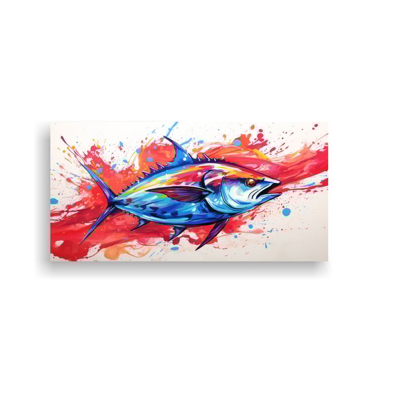 GENERICO Cuadro Tela Estilo Galería Tunas Escarlata Y Azul 120x60cm ...