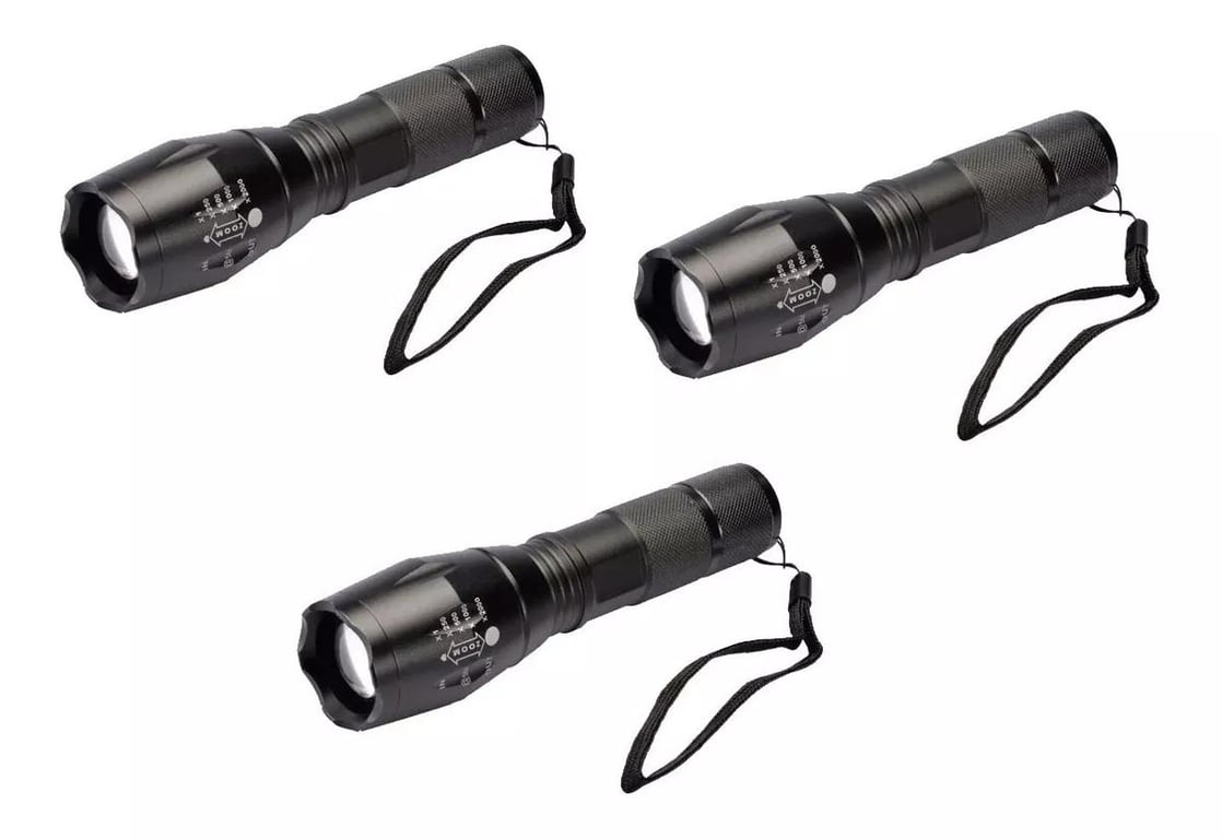 GENERICO Pack de 3 Linternas Tácticas LED T6 X2000 - Recargables ...