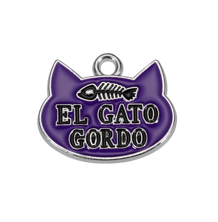 Medalla Divertida para Gato El Gato Gordo Identificación Violeta ...