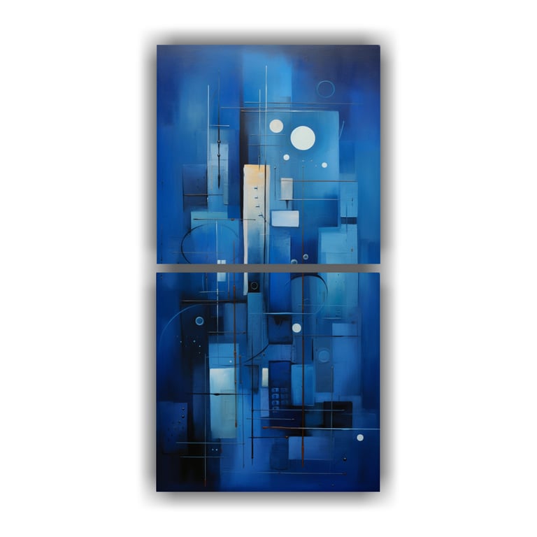 GENERICO Cuadros Abstractos Minimalistas Tonos Azules En 30x60cm ...