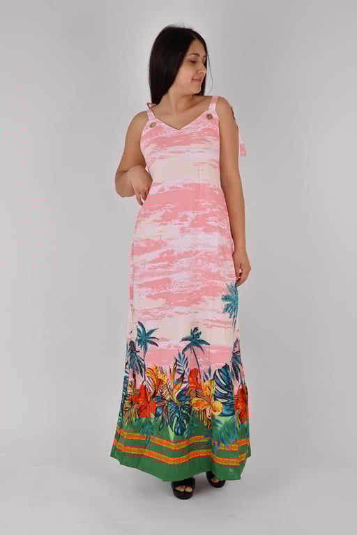 GENERICO Vestido Largo Ajustable Estampado Tropical | falabella.com