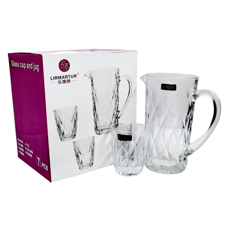 GENERICO Set de Jarra de Vidrio de 1200 ml y 6 Vasos de 150 ml | falabella.com
