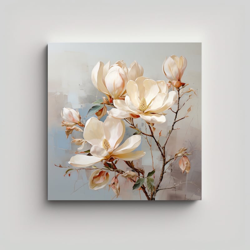 GENERICO Pintura Abstracta De Flores Magnolias Colores 90x90 Cm | falabella.com