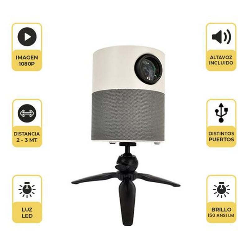 LEVO Proyector LED 360° Full HD con altavoz y múltiples conexiones ...