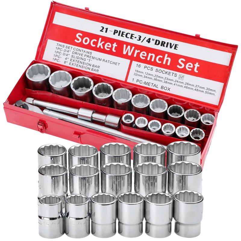 GENERICO Juego Caja Set Dados 3/4 Profesional 21 Piezas Camion Auto ...