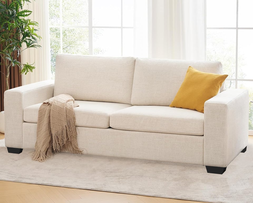 ELEMENT DESIGN Sofá Frederic 3 Cuerpos Tela Beige 218×84×83 CM Moderno ...