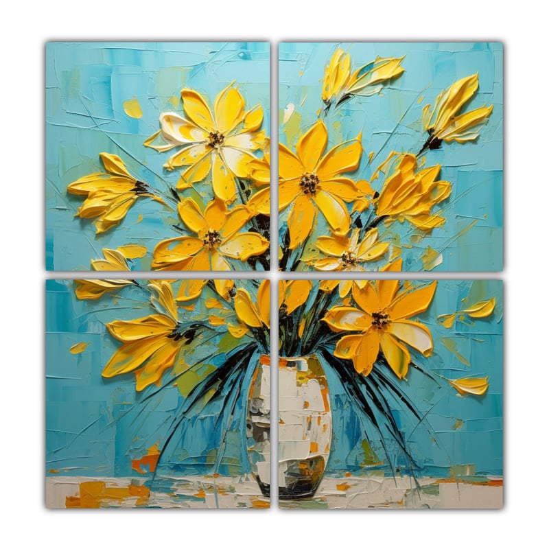 GENERICO Cuadros De Flores Amarillas Intensas De Alta 40x40 Cm | falabella.com