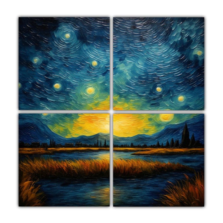 GENERICO Cuatro Telas En Bastidor Decorativo Fantasia Van 60x60 Cm ...