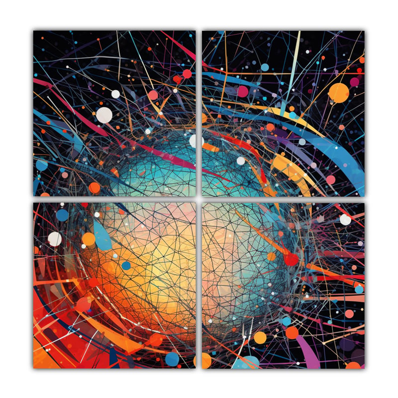GENERICO Cuatro Telas Abstractas En Relieve Con Colores 60x60 Cm ...