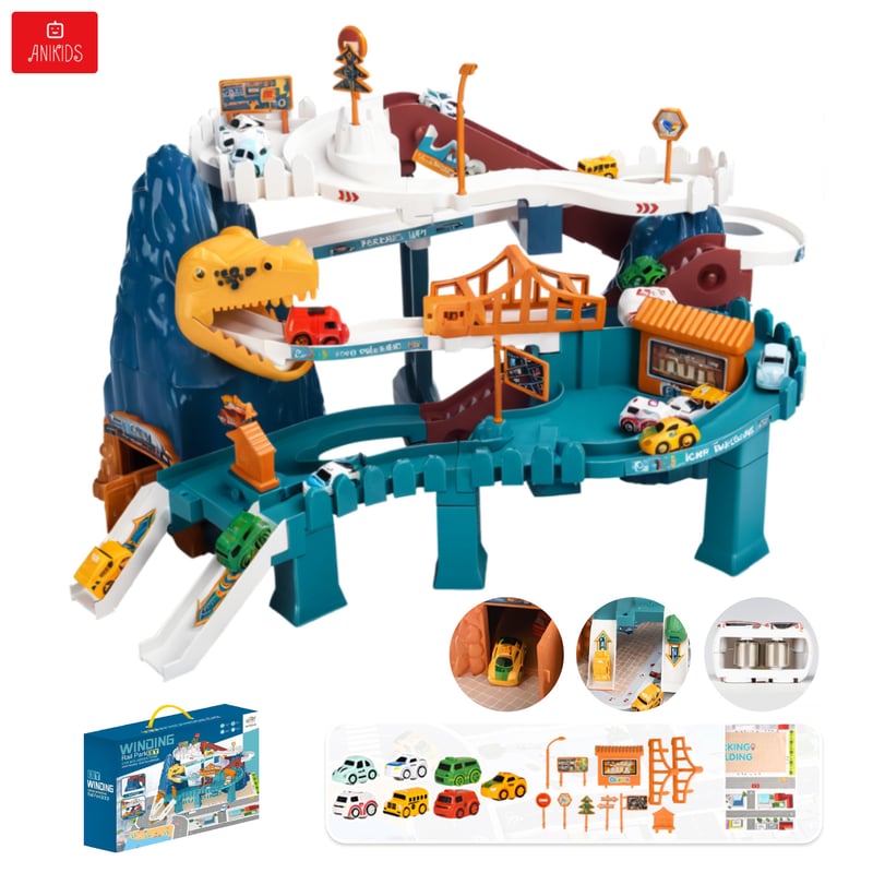 ANIKIDS Pistas Autos Armables Juguete Niños Aventura De Dinosaurio ...