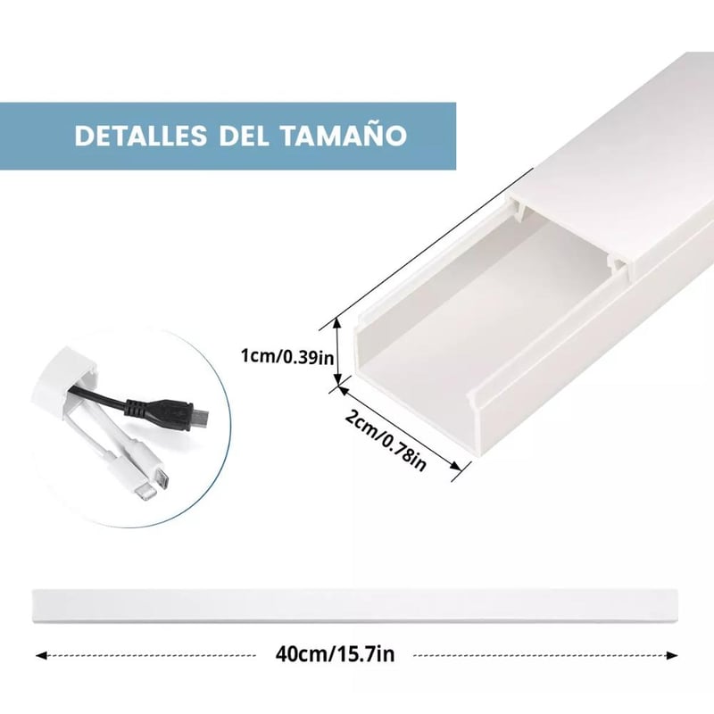 GENERICO Canaleta Pvc Para Cable 10x20mm X 40cm 10pzs Y 20 Codos ...
