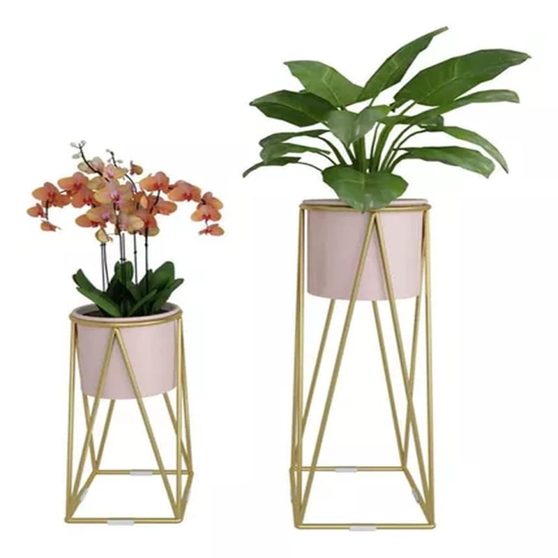 Porta Macetero Pedestal Maceta Plantas Rosado Dorado - Negro | Sodimac ...