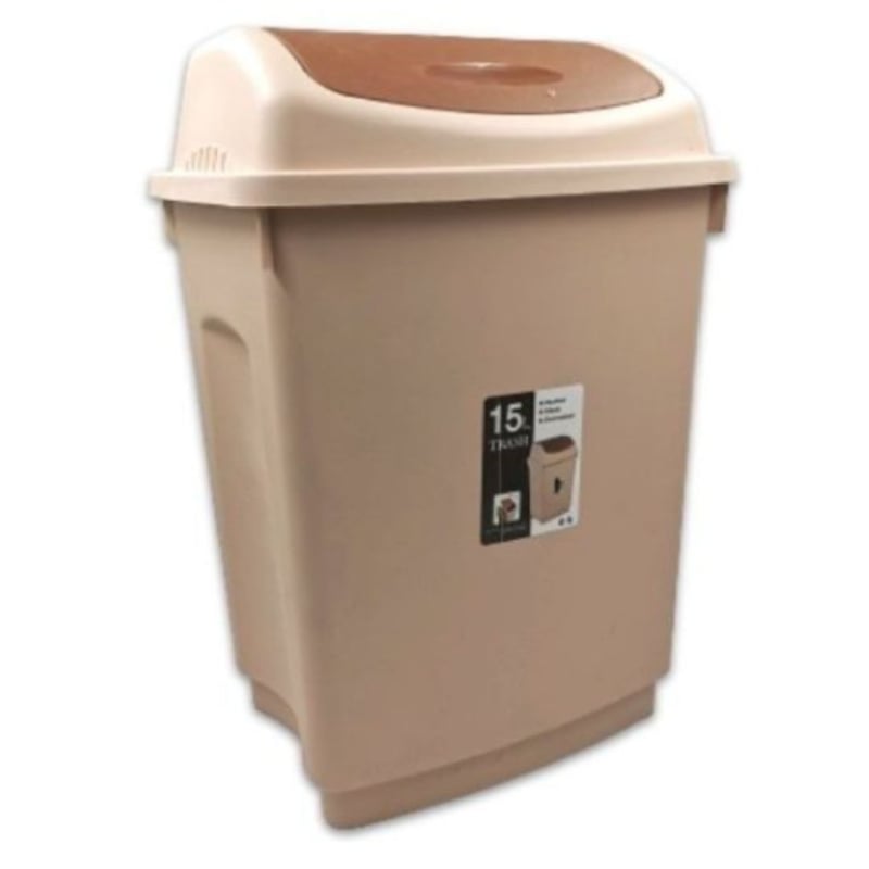 Bote de Basura Plástico Beige Cuadrado de Tapa Móvil 15L | Sodimac ...