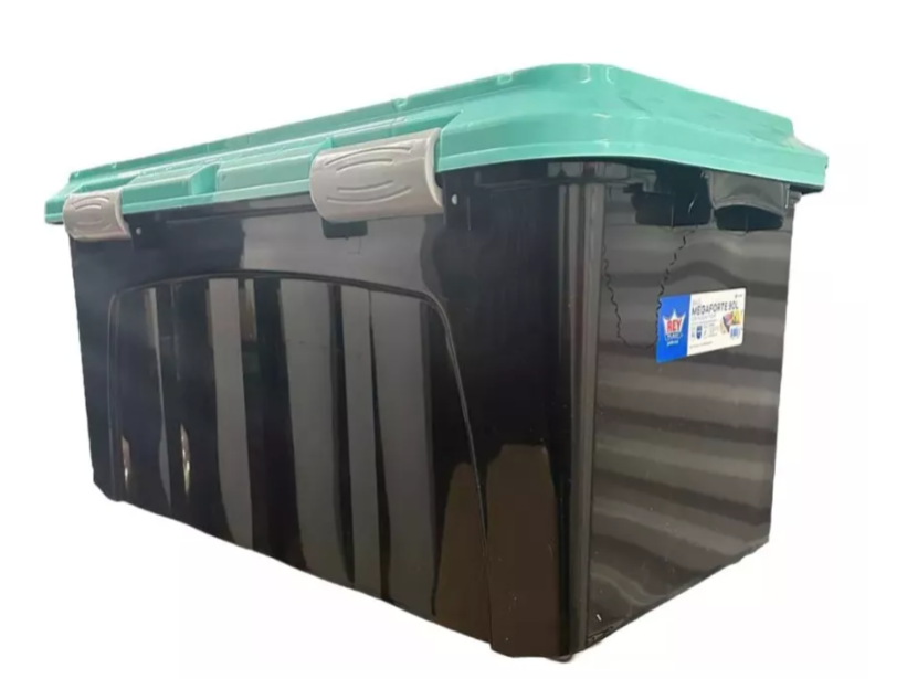 REYPLAST Baul Caja Almacenamiento Organizadora 90l NegroTurquesa ...