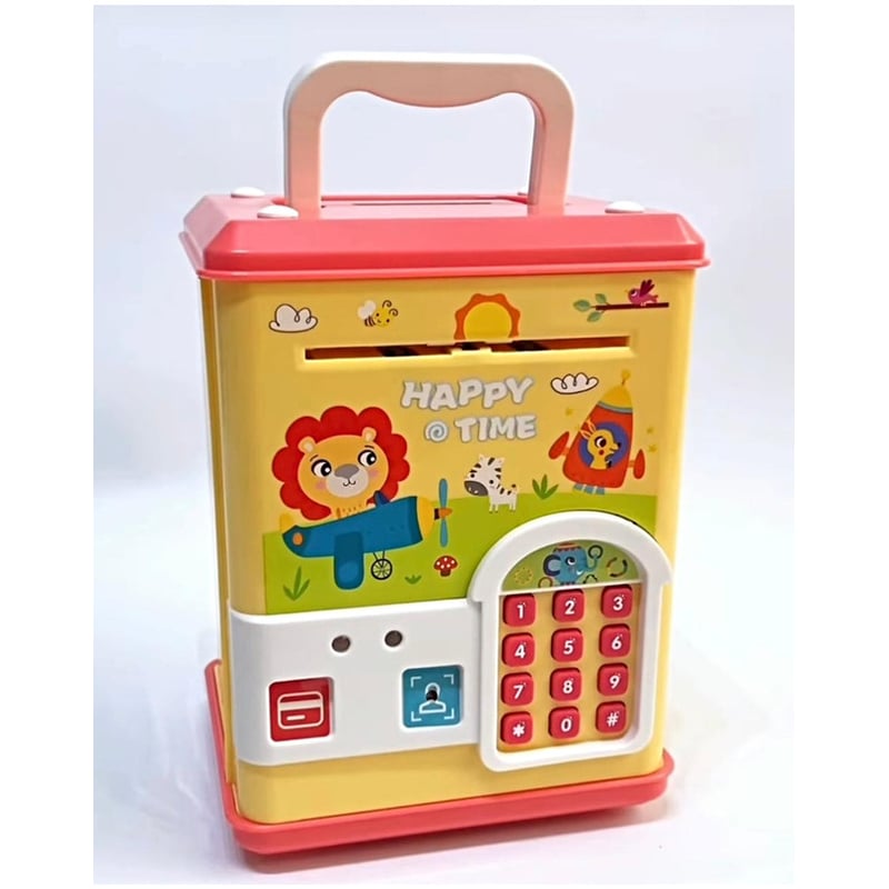 GENERICO ALCANCIA INFANTIL CON CLAVE TARJETA Y HUELLA NIÑOS AMARILLO ...