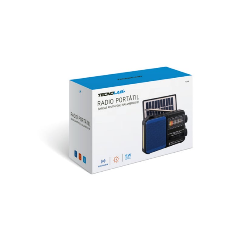 TECNOLAB Radio Portátil 8 Bandas AM/FM/SW Panel Solar, USB Y Luz - SC ...