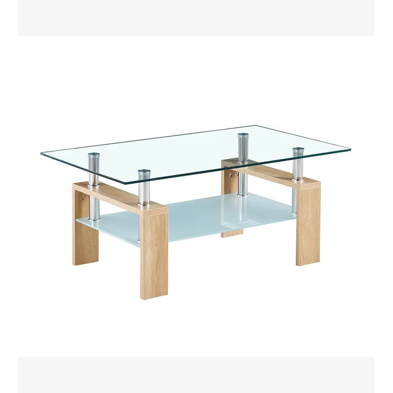 CORI CORI Mesa de Centro Rectangular de Vidrio-Madera Clara | falabella.com